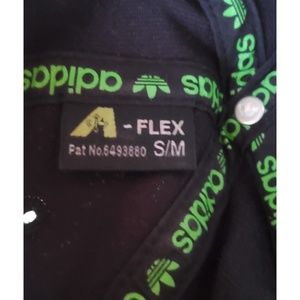 adidas | Accessories | Adidas Flex Fitted Hat Black W Neon Logo | Poshmark